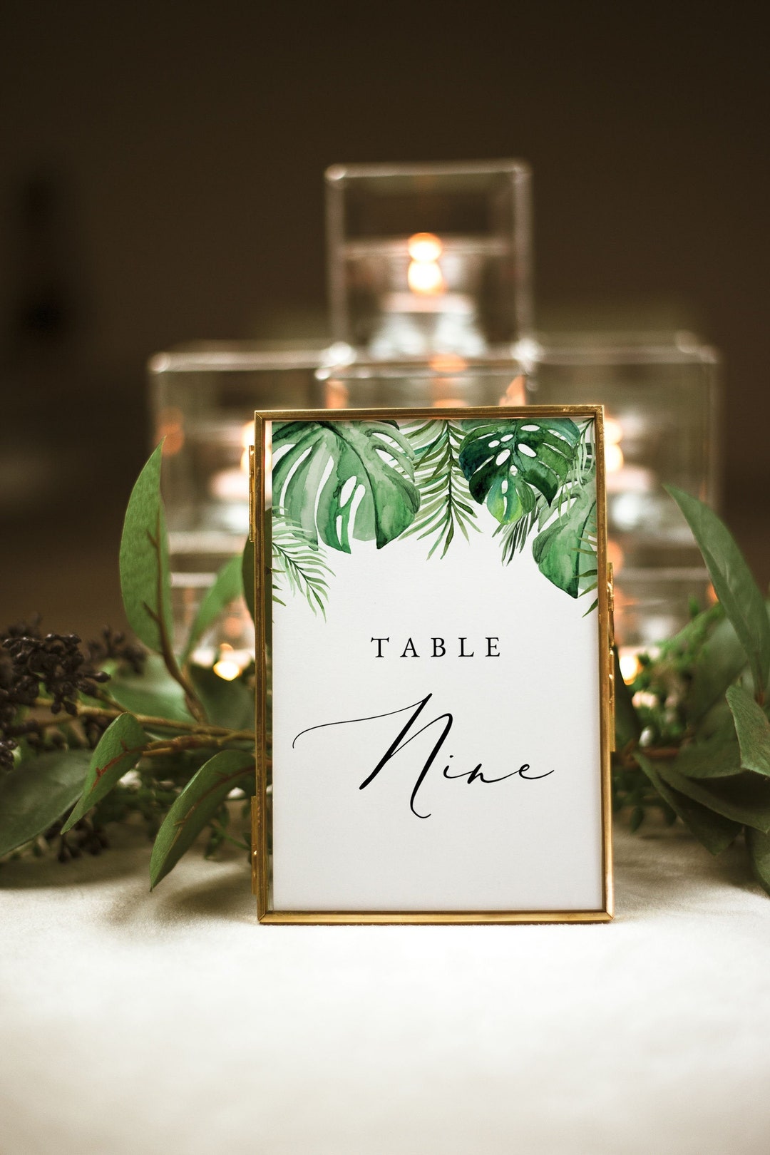 Tropical Wedding Table Number Template, Monstera Wedding Table Number ...