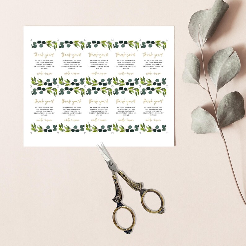 Greenery Favor Tag Template, Greenery Wedding Favor Tag, Greenery and ...