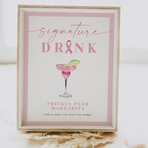 Breast Cancer Signature Drink Sign Template, Printable Signature Drink ...