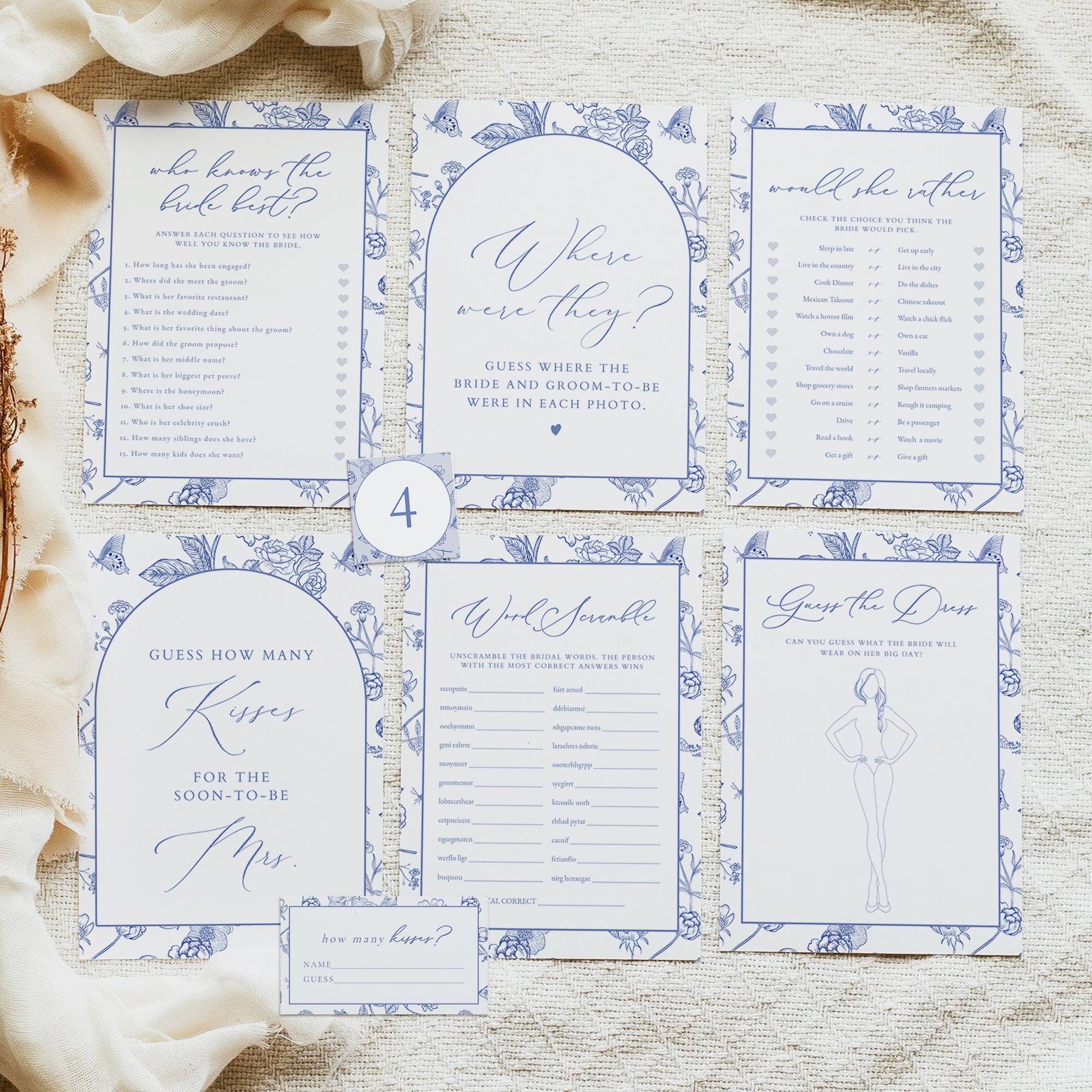 AURELIA Bridal Shower Game Bundle, Chinoiserie Bridal Shower Game ...