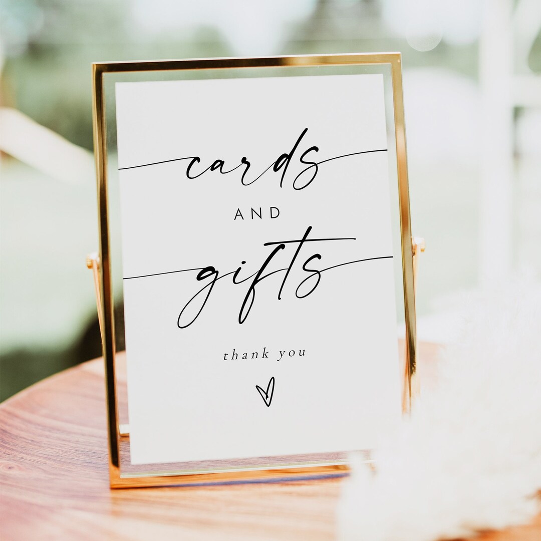 Minimalist Cards and Gifts Sign, Simple Gift Table Sign, Modern Wedding ...