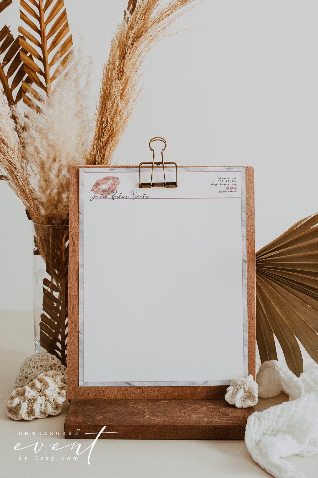 BRIE Rose Gold Letterhead Template, Marble Personalized Stationery Set ...