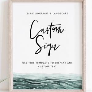 Custom 8x10" Sign Printable, Beach Wedding Signage, Ocean Editable ...