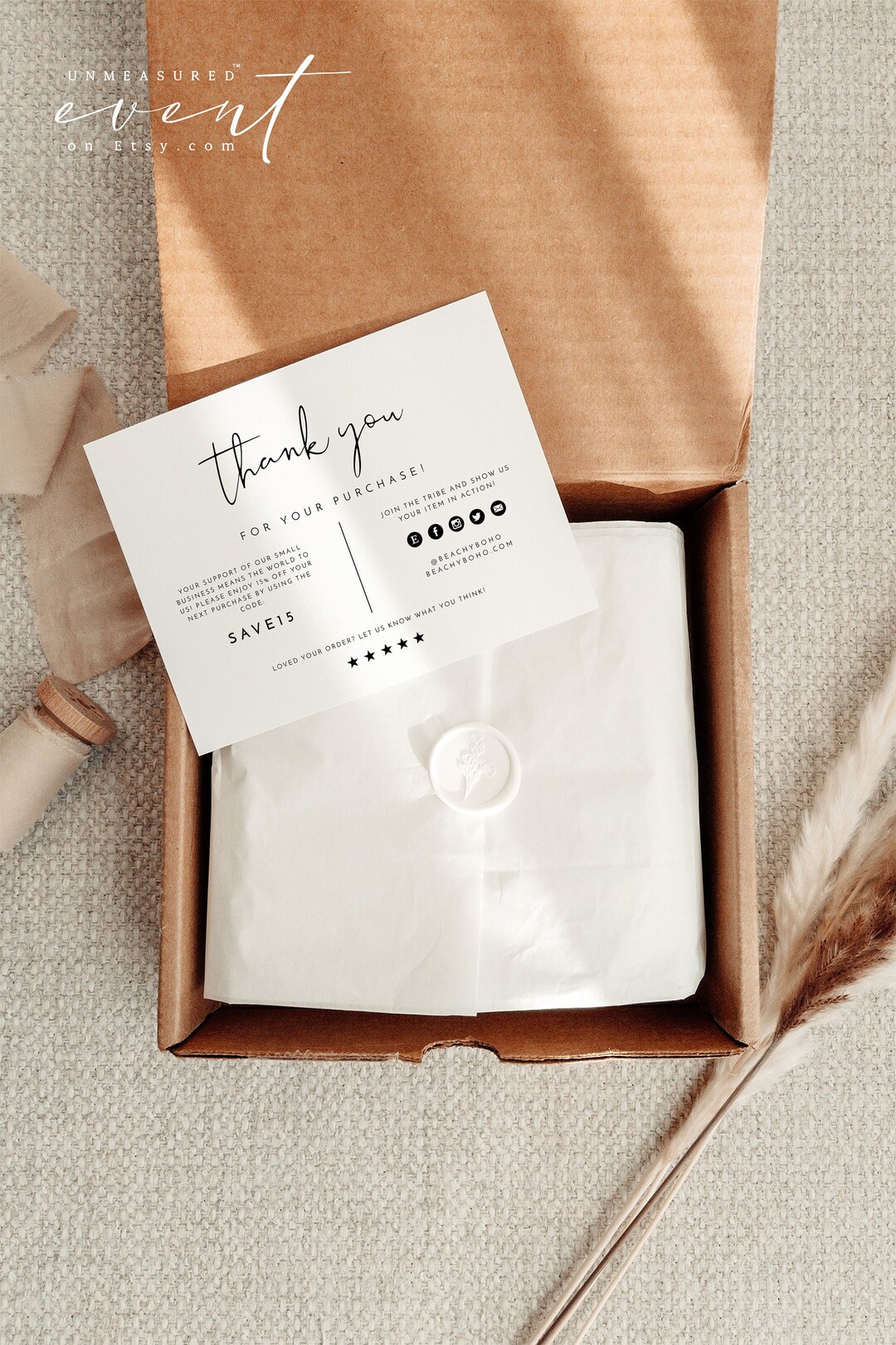 ADELLA Minimalist Small Business Thank You Card Template, Thank You ...