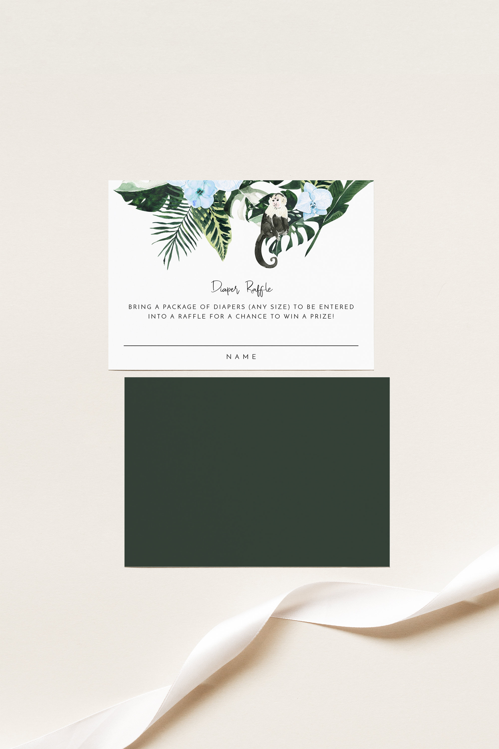 AMARA Boy Safari Baby Shower Diaper Raffle Card Template | Etsy