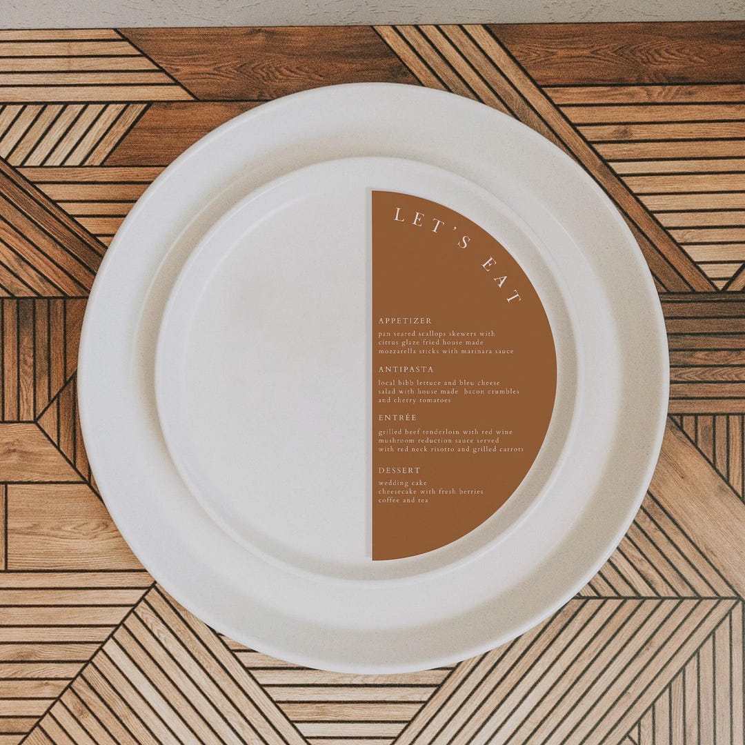 Terracotta Half Moon Menu Template, Modern Half Circle Menu Card ...