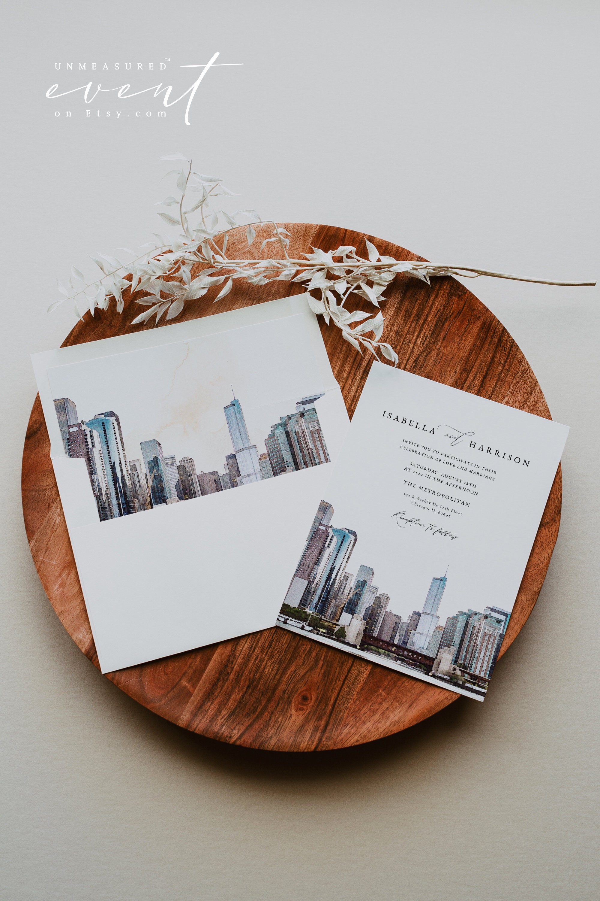 CHICAGO Envelope Liner Printable, Destination Wedding Envelope Liner ...