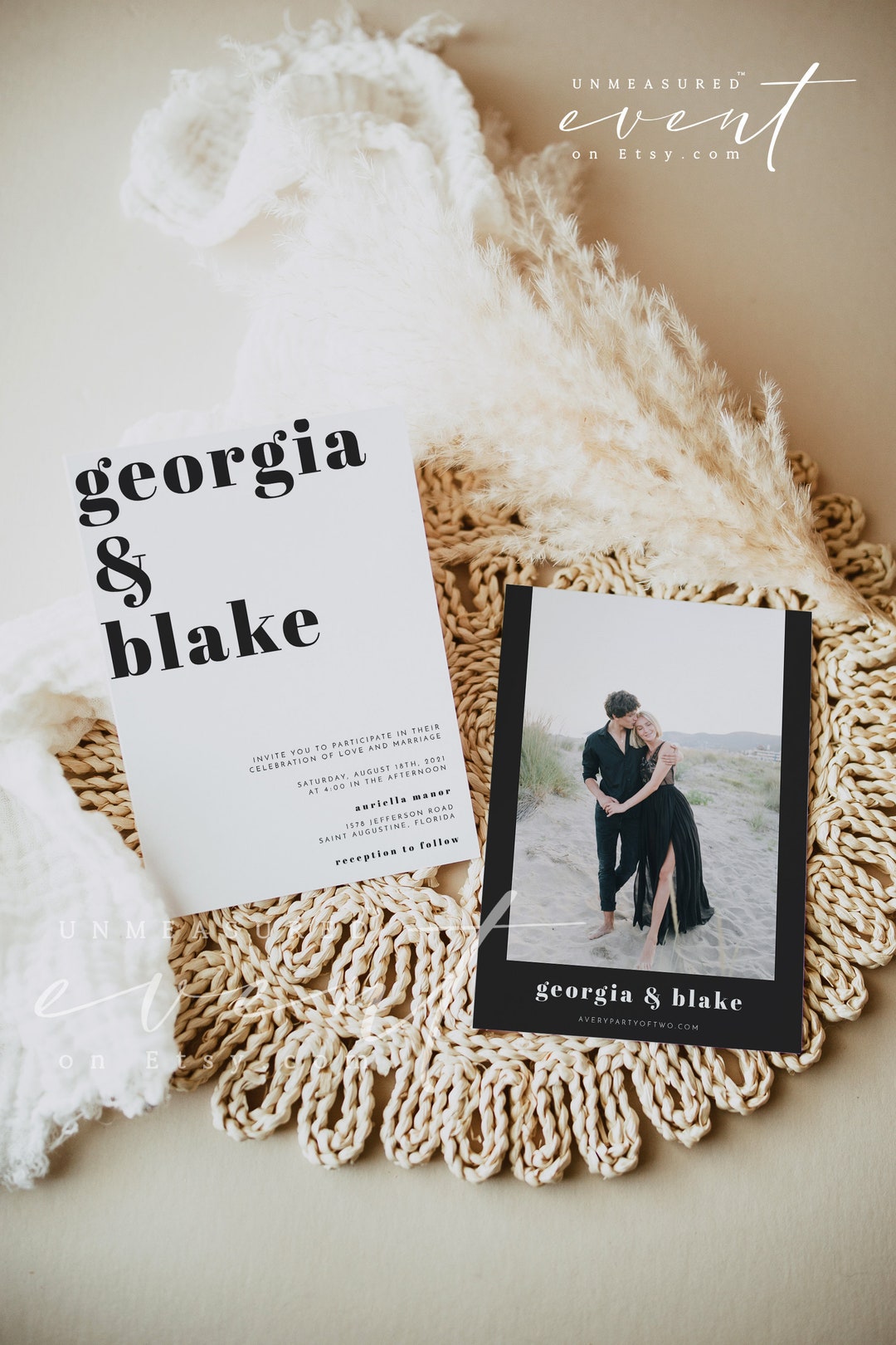 Modern Wedding Invitation Template Bold Wedding Invitation - Etsy