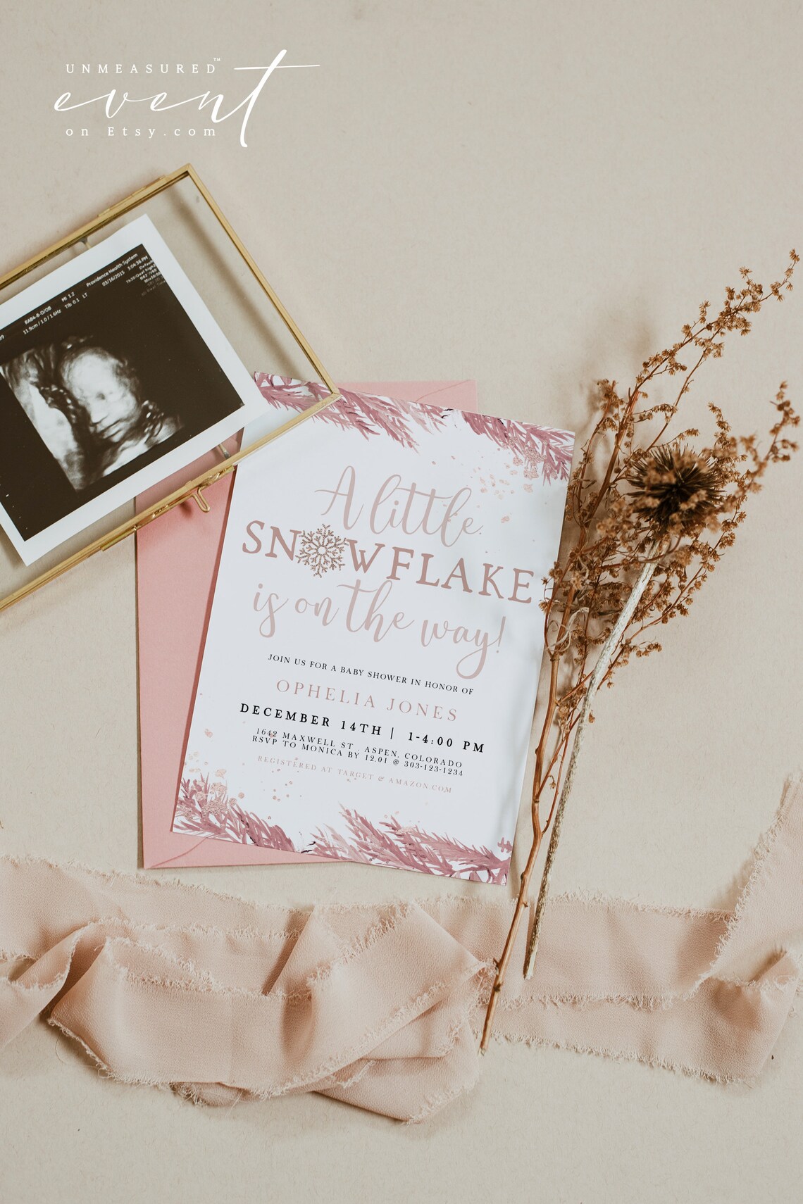RORY Pink Winter Baby Shower Invitation Template Blush Little - Etsy