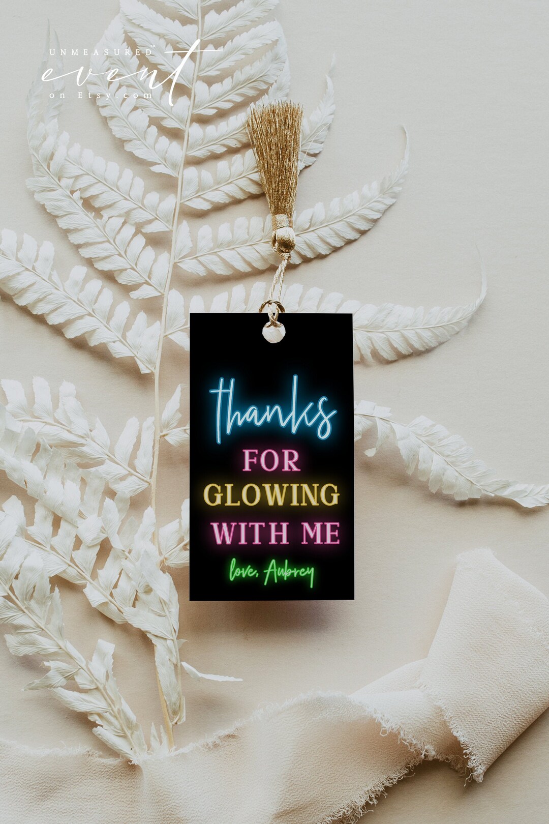 LOLA Glow Party Favor Tag Template, Neon Birthday Favor Tag, Neon Blue ...