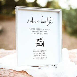 Video Booth Sign Printable, Leave a Video, Wedding Video Booth Sign ...