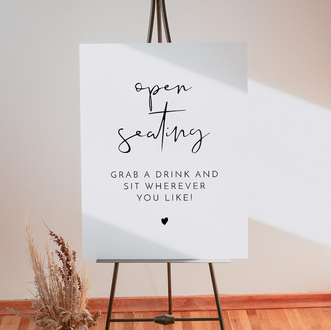 Minimalist Open Seating Sign Template, Printable Open Seating Sign, No ...