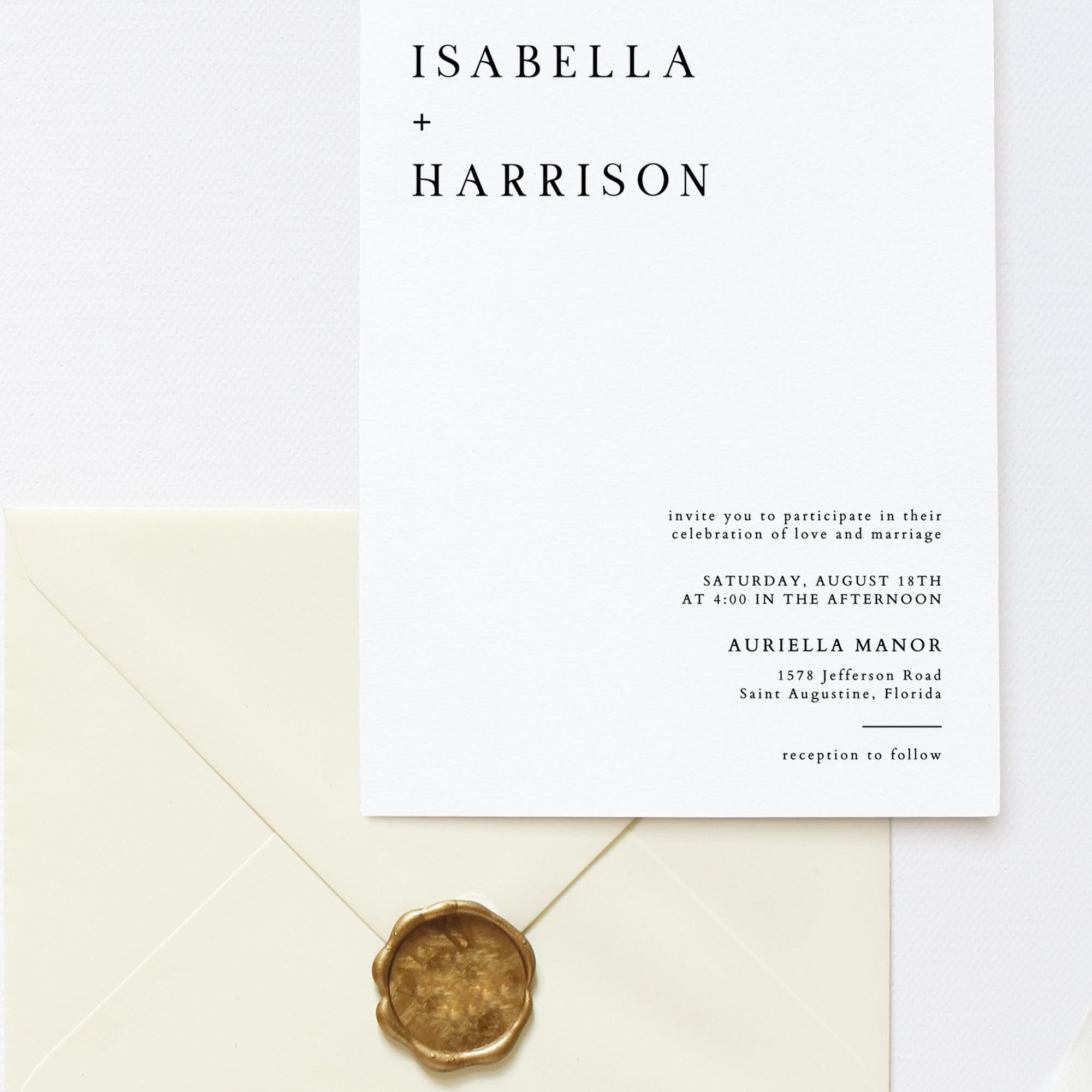Modern Minimalist Wedding Invitation Template Suite, Simple Clean ...
