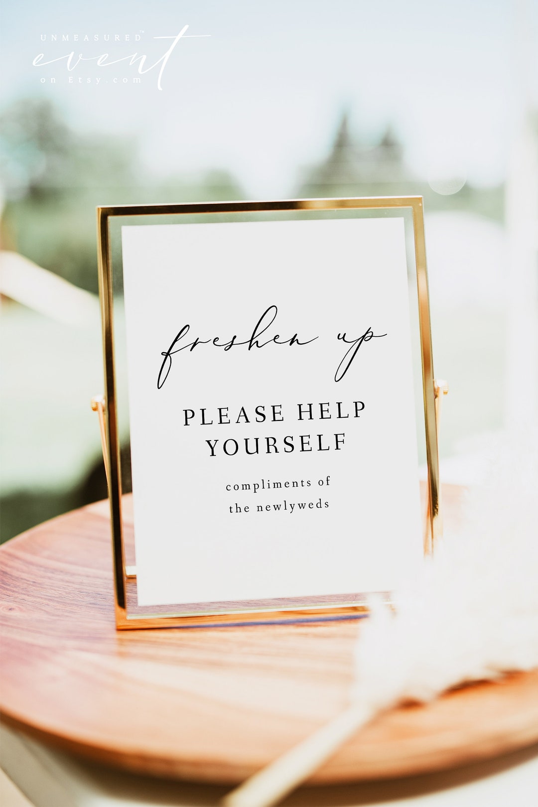 EVELYN Minimalist Freshen up Sign Template, Elegant Wedding Bathroom ...