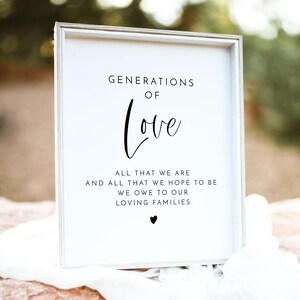 PRINTED + SHIPPED Generations of Love Sign, Generations of Love Table ...