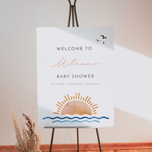 OCEANSIDE Surf Baby Shower Welcome Sign Template Tropical Beach Baby ...