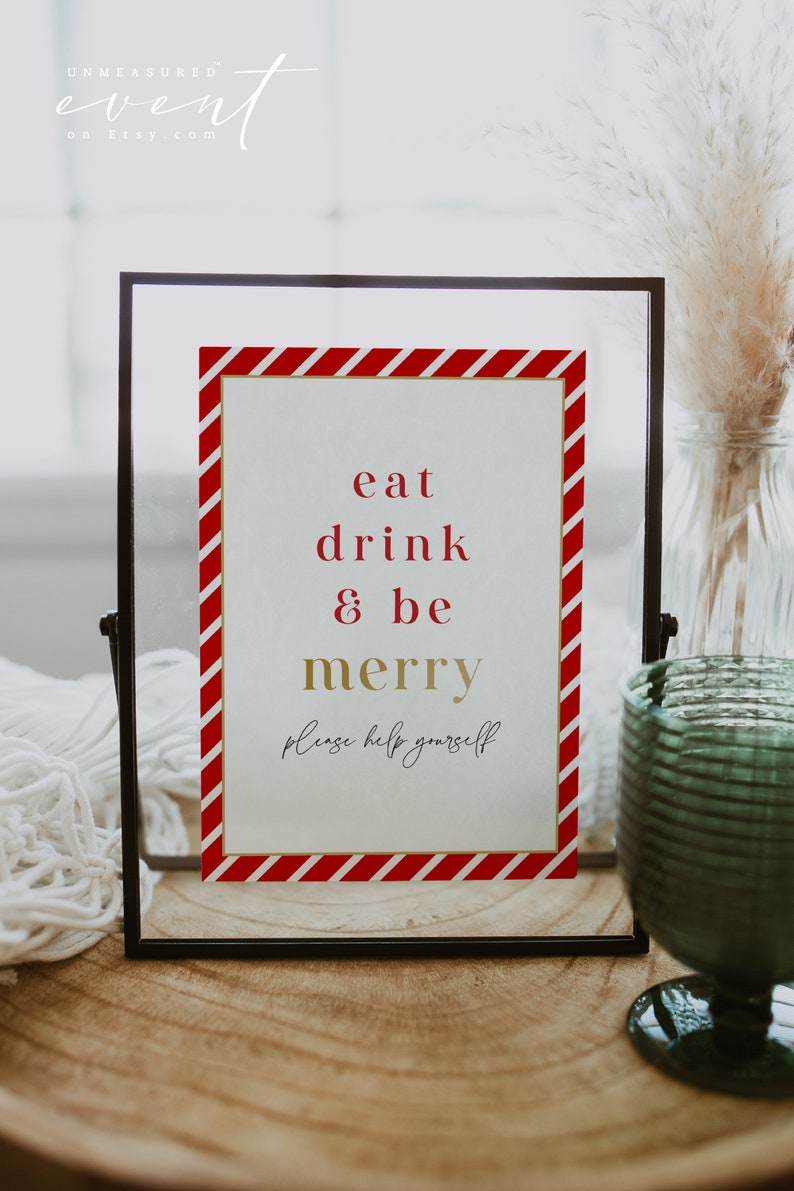 MERI Printable Christmas Food Sign Template Eat Drink and Be - Etsy