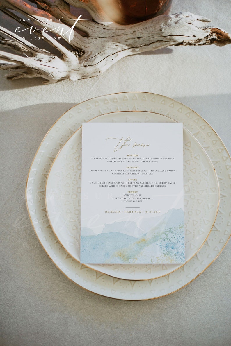 GEMMA Wedding Menu Template Printable Wedding Menu Ocean - Etsy