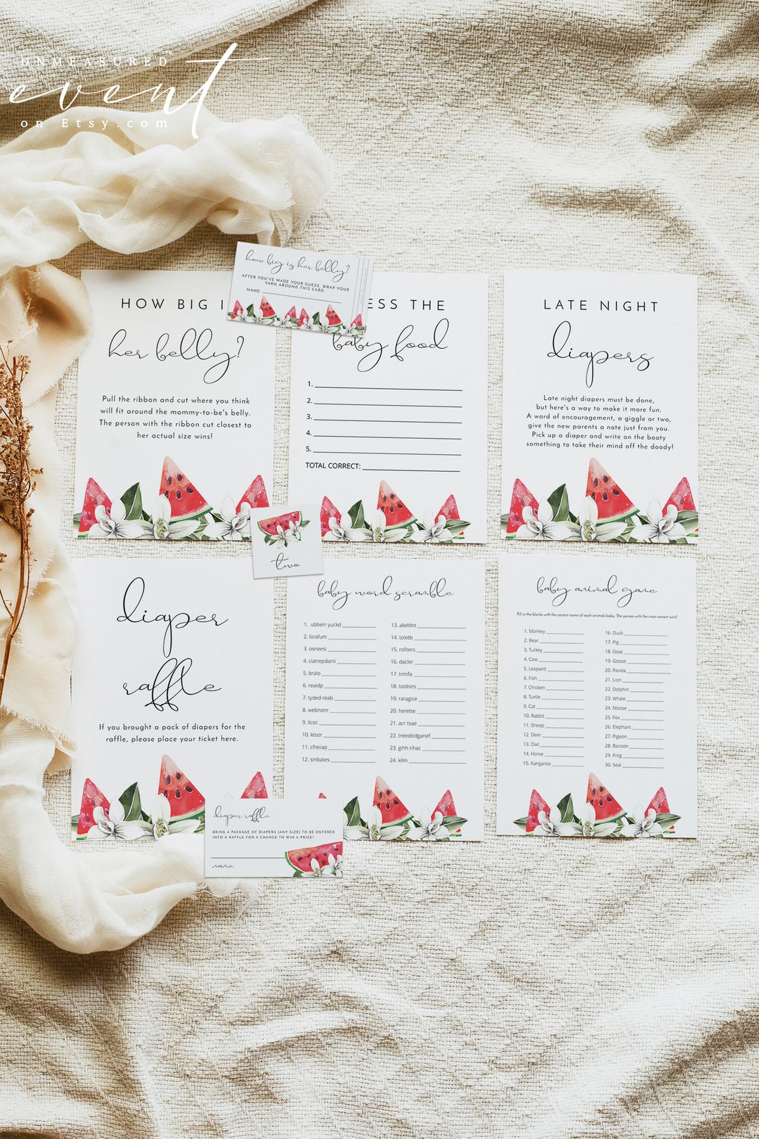 MAYA Watermelon Baby Shower Game Bundle Templates, Melon Baby Shower ...