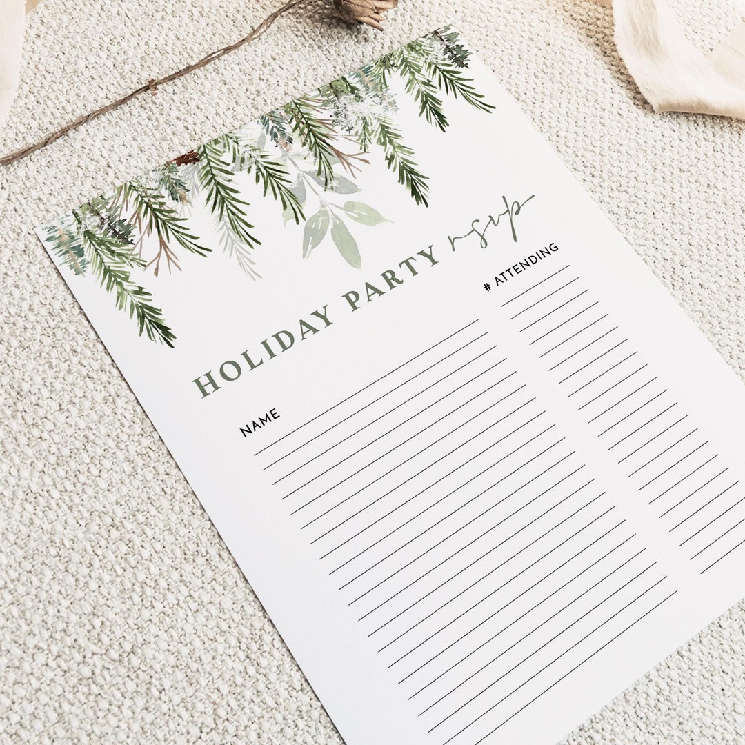 JOY Christmas Party RSVP List Template, Printable Office RSVP Sign ...