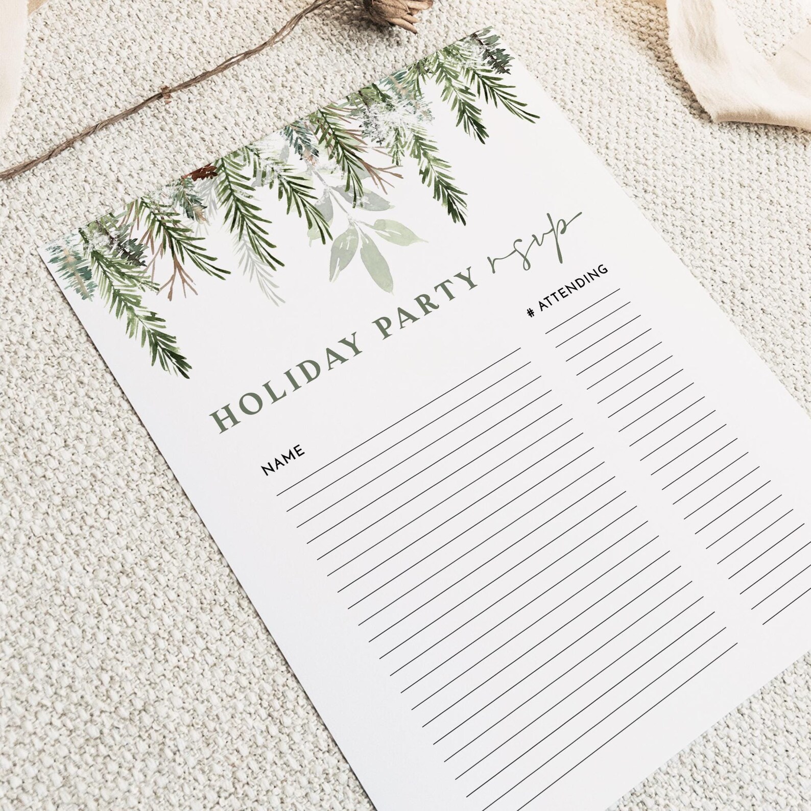 JOY Christmas Party RSVP List Template, Printable Office RSVP Sign ...