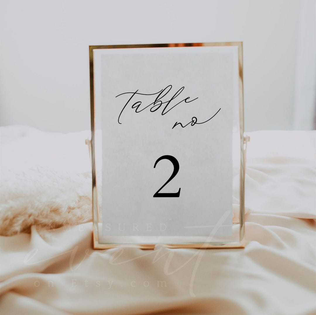 Wedding Table Number Template, Simple Table Numbers, Modern Minimalist ...