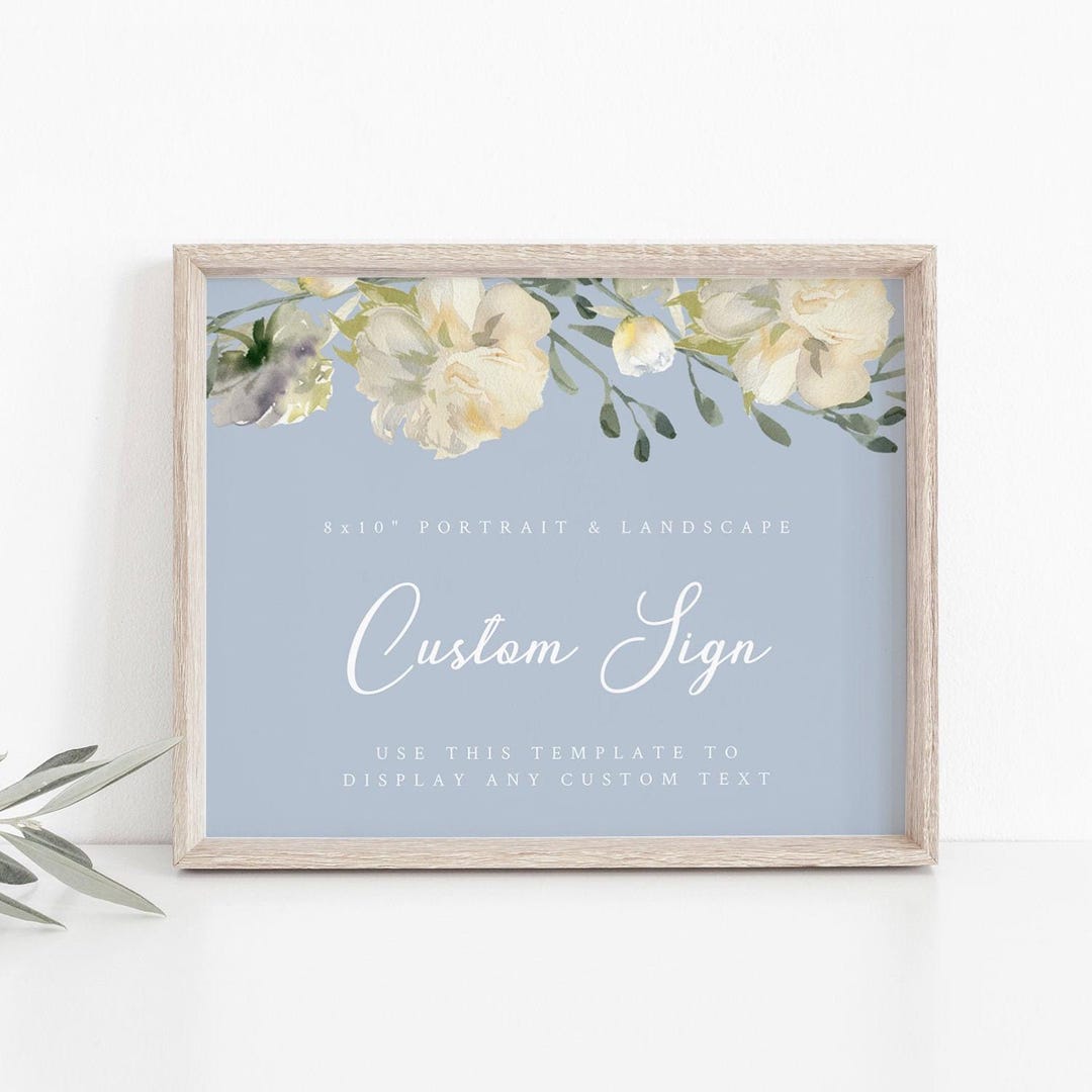 Dusty Blue Wedding Sign Template, 8x10" Slate Blue Wedding Sign ...