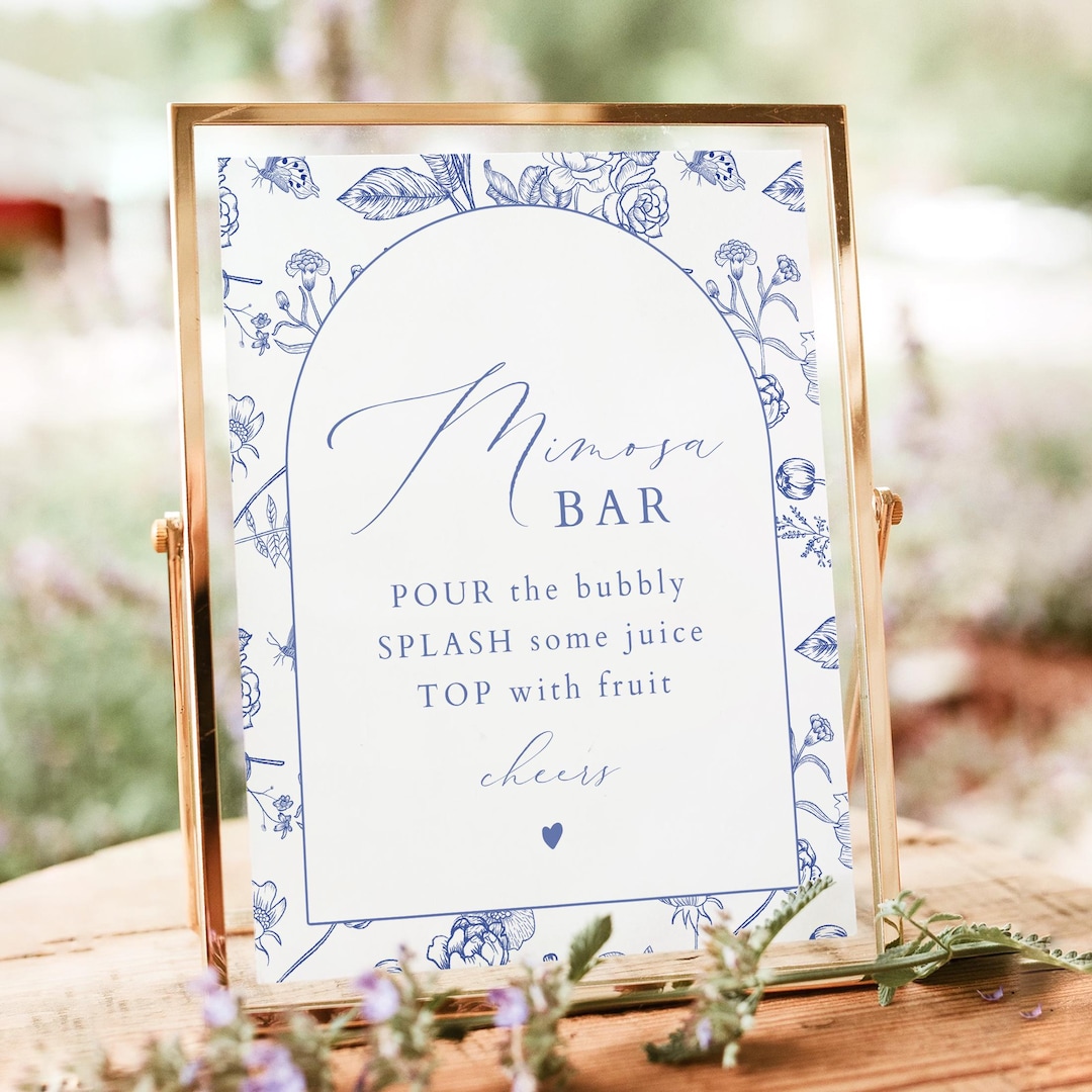 Mimosa Sign Printable Template Instant Download, Chinoiserie Floral ...