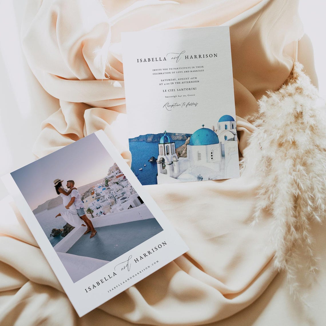SANTORINI Wedding Invitation Template, Santorini Wedding Invite, Greek ...