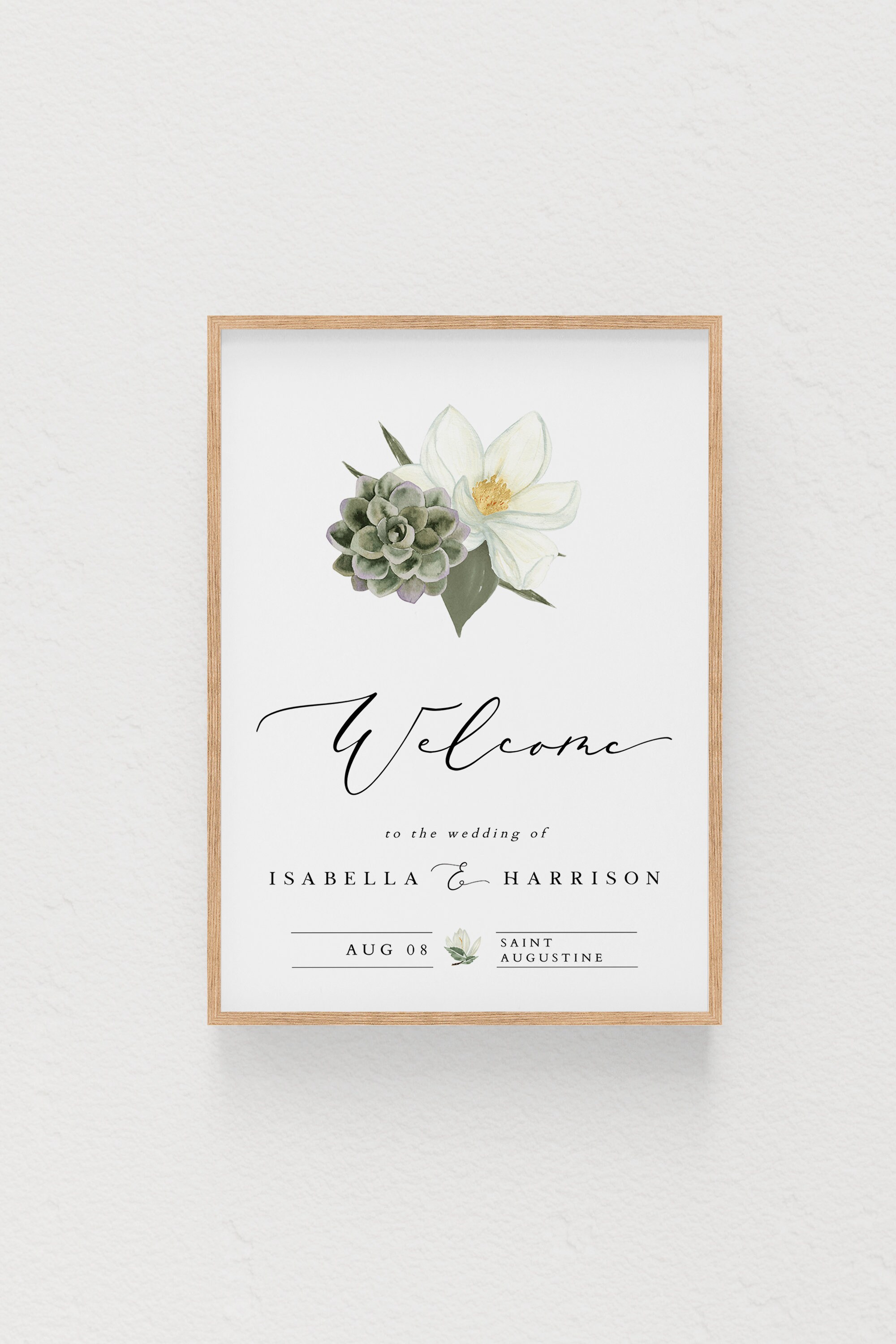 CARA Wedding Welcome Sign Magnolia Welcome Sign Reception | Etsy