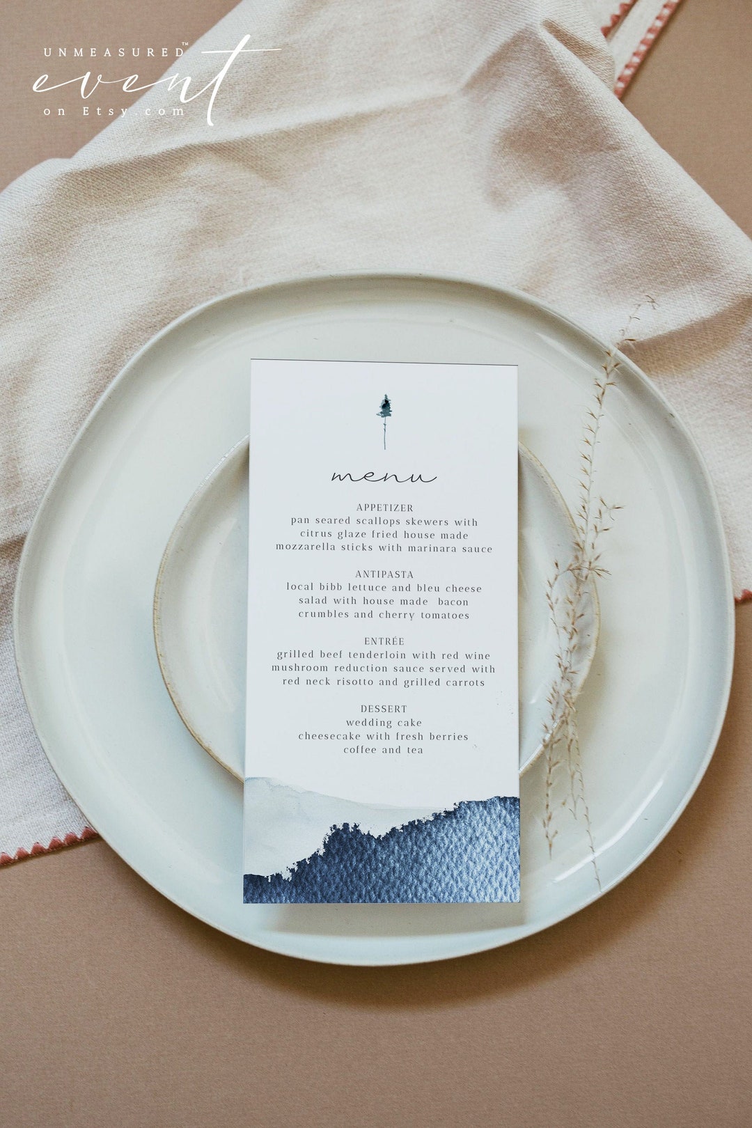 ZURI Wedding Menu Printable, Blue Mountain Wedding Menu, Winter ...
