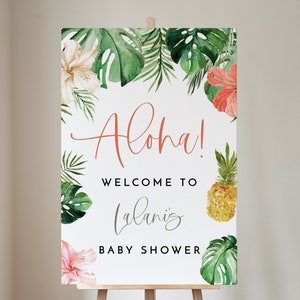 Aloha Baby Shower Welcome Sign Template, Luau Baby Shower Welcome Sign ...