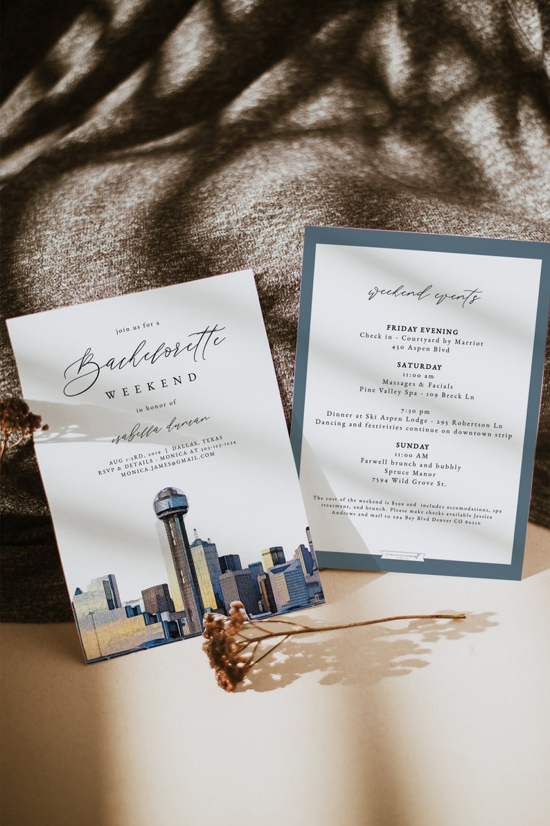 DALLAS Bachelorette Invitation Template Dallas Itinerary - Etsy
