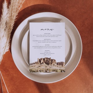 SUPERSTITION MOUNTAINS Menu Template, Desert Skyline Menu Printable ...