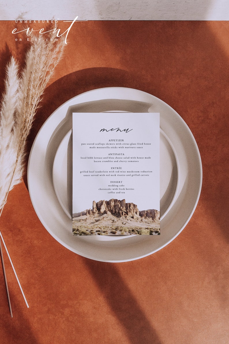 SUPERSTITION MOUNTAINS Menu Template Desert Skyline Menu - Etsy