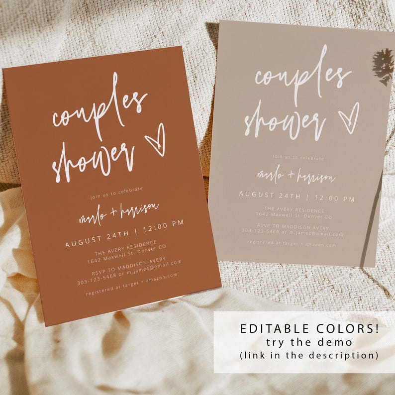 MARLO Couples Shower Invitation Template, Modern Minimalist Couples ...