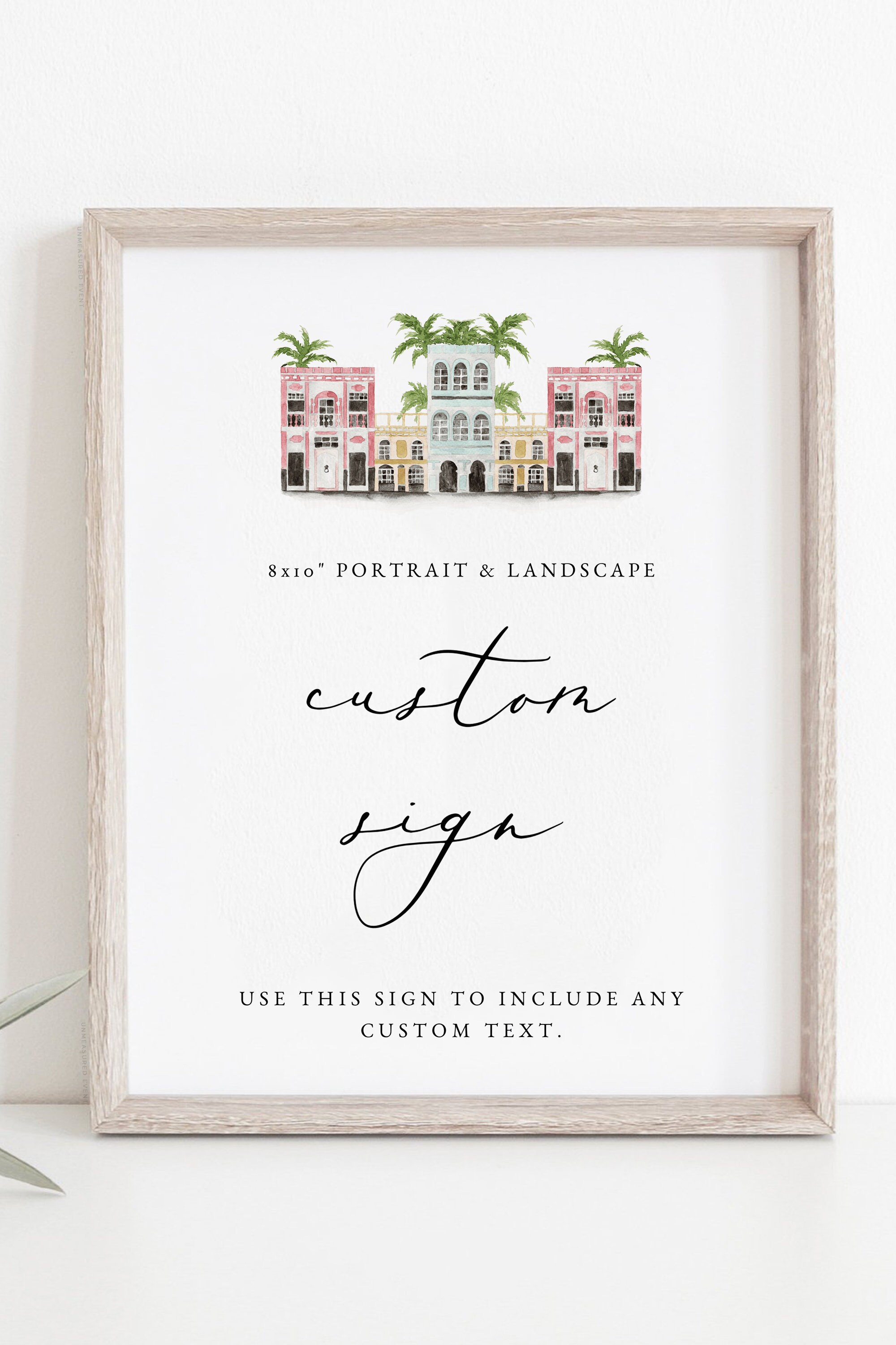 FIONA Charleston Wedding Custom 8x10" Sign Template, Rainbow Row Custom ...