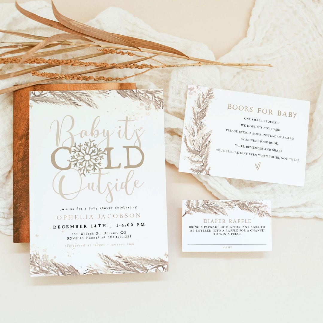 RORY Baby Shower Invitation Template Set, Baby It's Cold Outside Baby ...