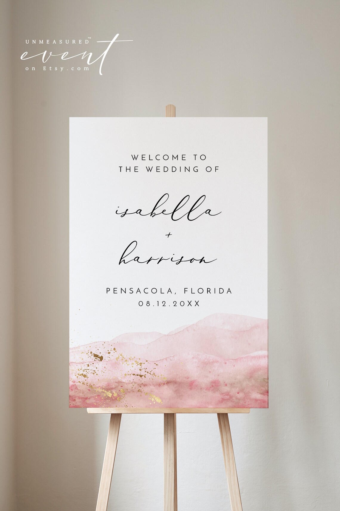JULIEN Blush Wedding Welcome Sign Template Dusty Rose Wedding - Etsy