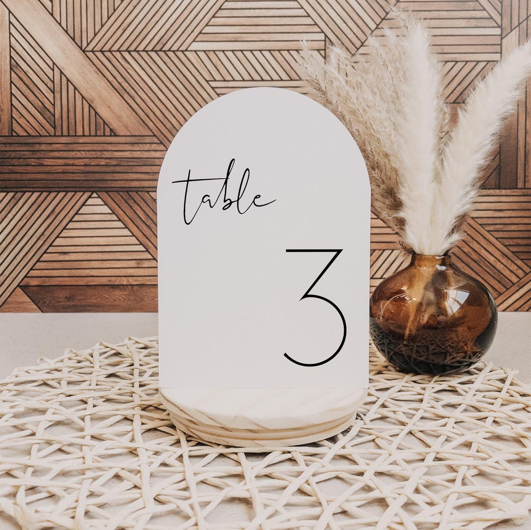 Minimalist Table Number Template, Arched Table Numbers, Modern Table ...