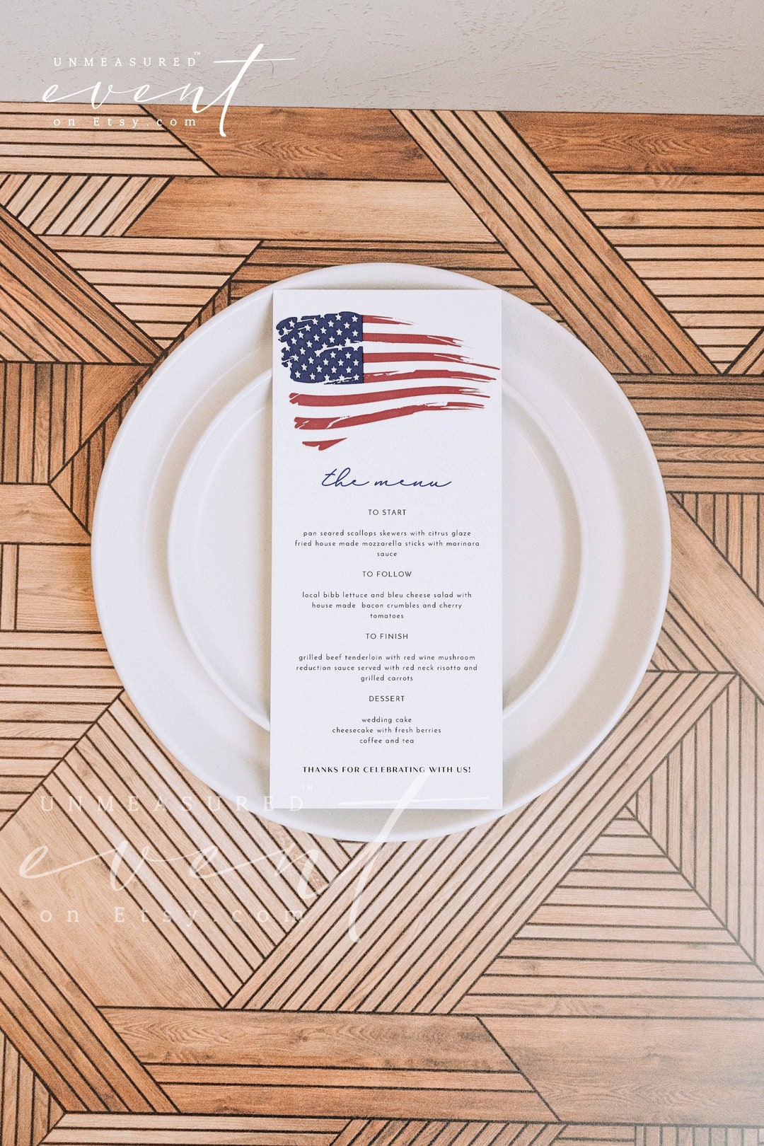 American Flag Menu Template, US Flag Menu, Military Retirement Menu ...