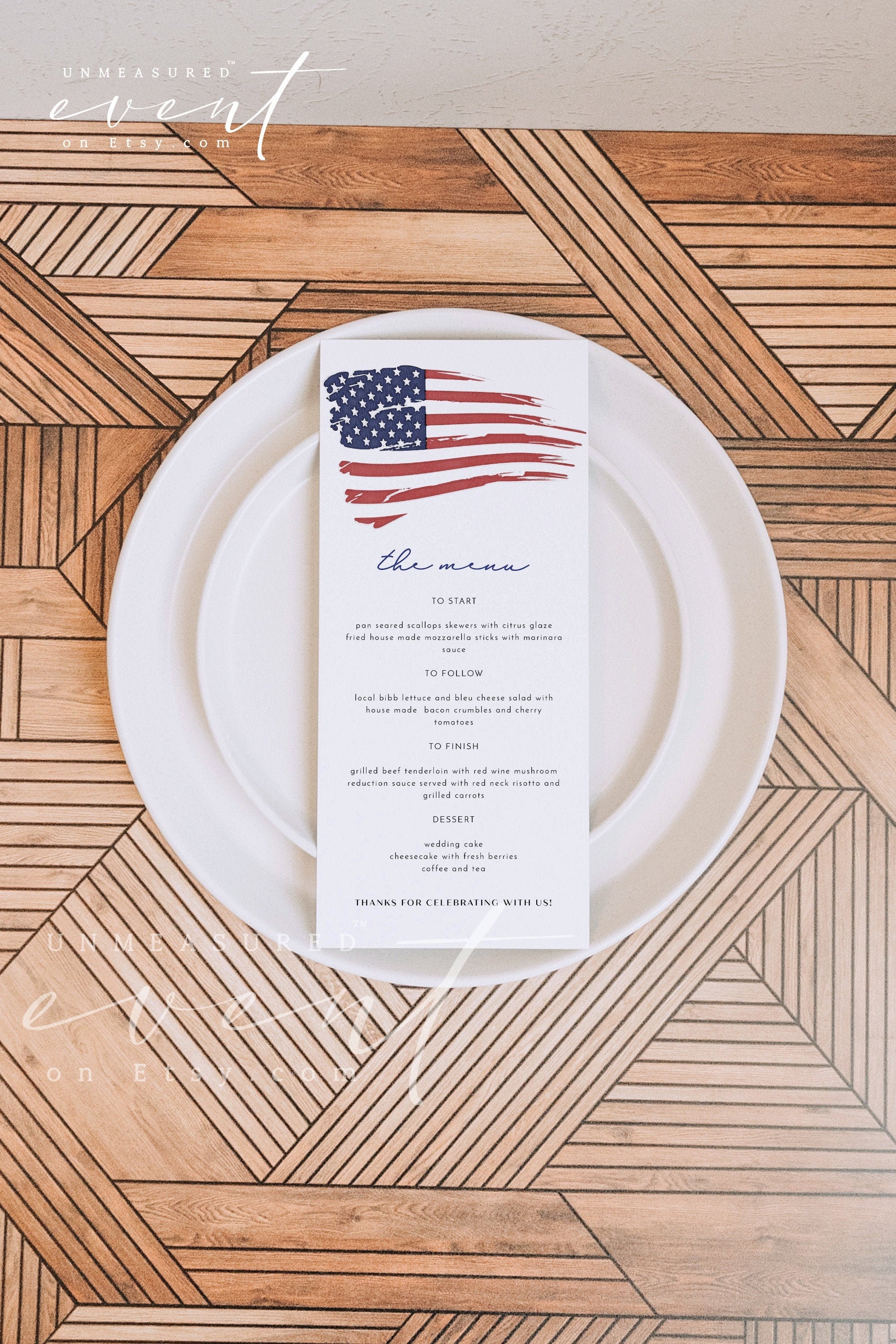 American Flag Menu Template US Flag Menu Military Retirement - Etsy Canada