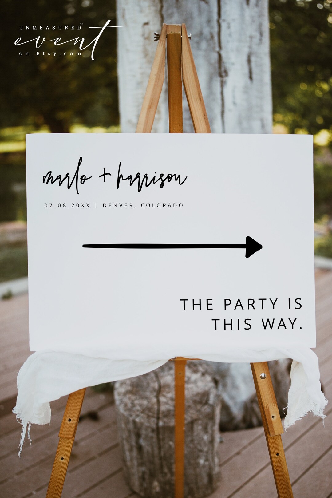 MARLO Wedding Direction Sign Template, Party This Way Sign Printable ...