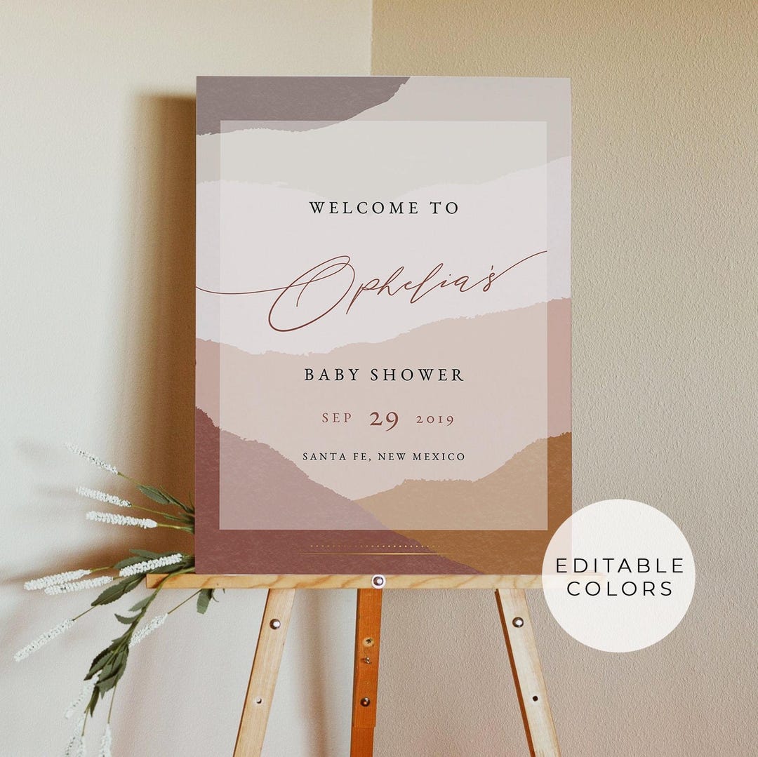 Baby Shower Welcome Sign, Bohemian Baby Shower Welcome Poster, Earth ...