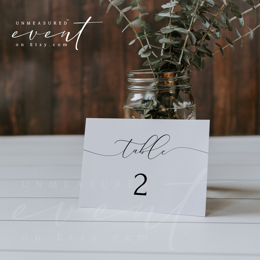 Landscape Table Number Template, Wedding Table Numbers, Calligraphy ...