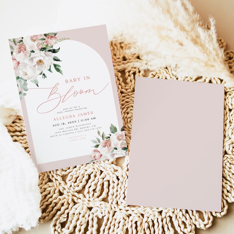 ALLEGRA Baby Shower Invitation Template, Baby in Bloom Invitation ...