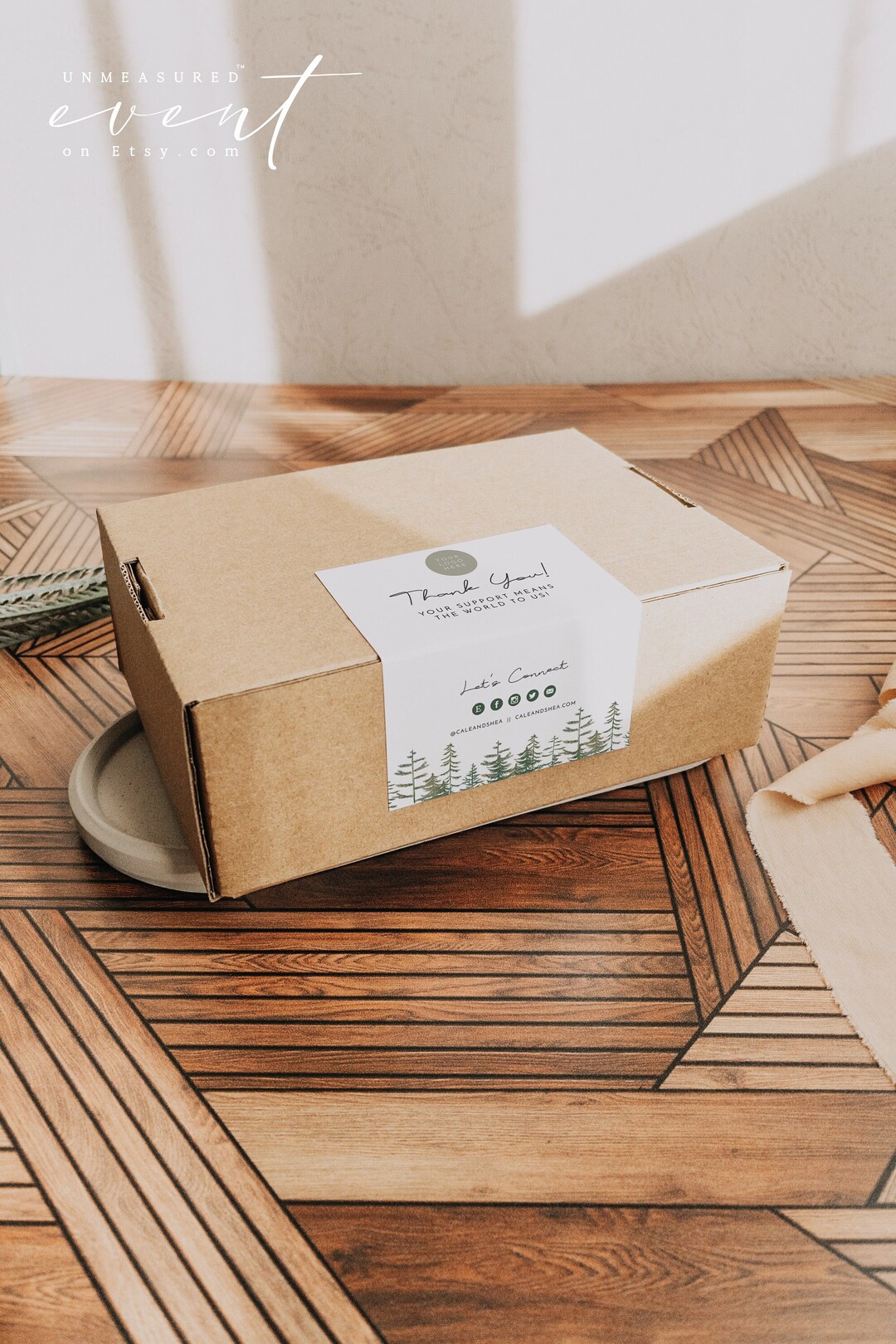 TIMBER Box Seal Template Printable, Watercolor Pine Tree Branding ...