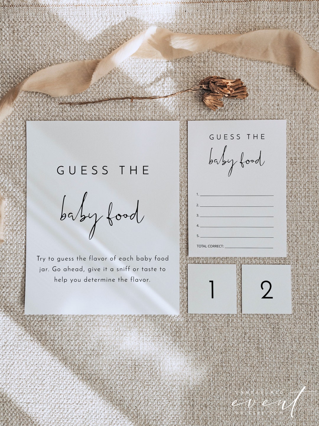 ADELLA Minimalist Guess the Baby Food Game, Boho Baby Shower Games ...