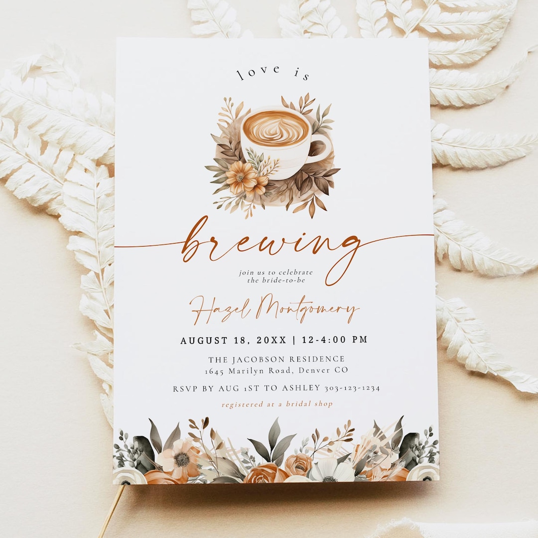 Coffee Bridal Shower Invitation, Love is Brewing Bridal Shower ...