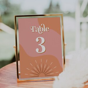 Retro Wedding Table Number Template, 70's Themed Table Numbers ...